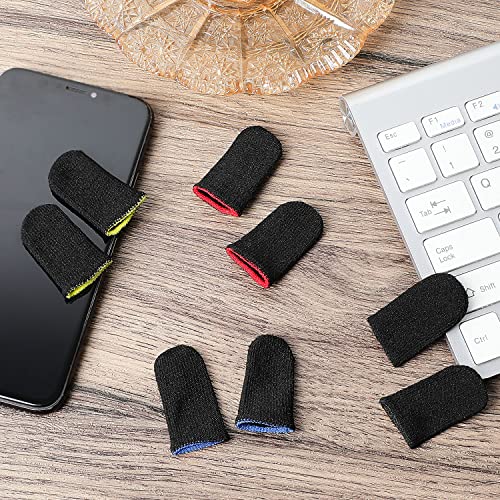 120 Pcs Finger Sleeve for Gaming Anti Sweat Game Controller Finger Thumb Sleeve Breathable Finger Covers Touchscreen Gaming Gloves for Mobile Phone Game, 4 Designs (Colorful)