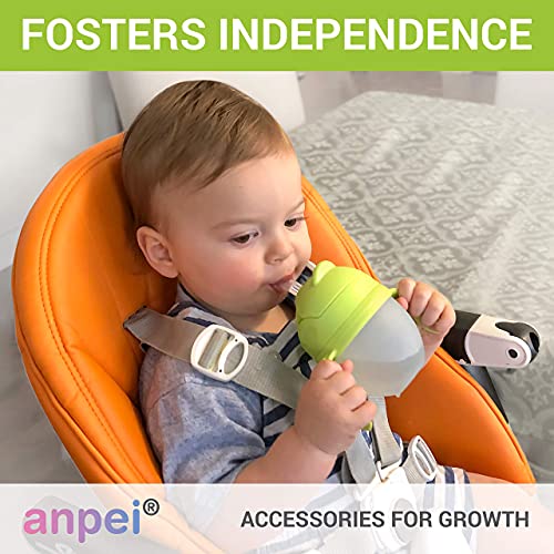 3-in-1 Straw Sippy Cup Conversion Kit for Comotomo Baby Bottle, 5 Ounce and 8 Ounce (Weighted Straw, Green)