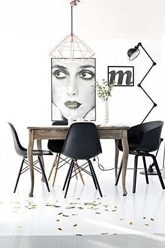 2xhome White - Plastic Molded Bedroom Dining Side Ray Chair with Black Wood Eiffel Dowel-Legs Base Nature Legs No Side