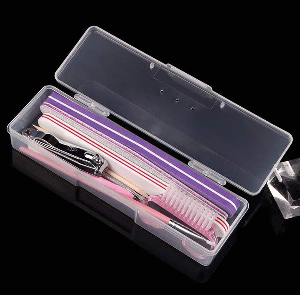 2 Pcs Plastic Transparent Multifunctional Rectangular Storage Box Nail Art Tool Box Office Supplies Organizer Manicure Tool Box