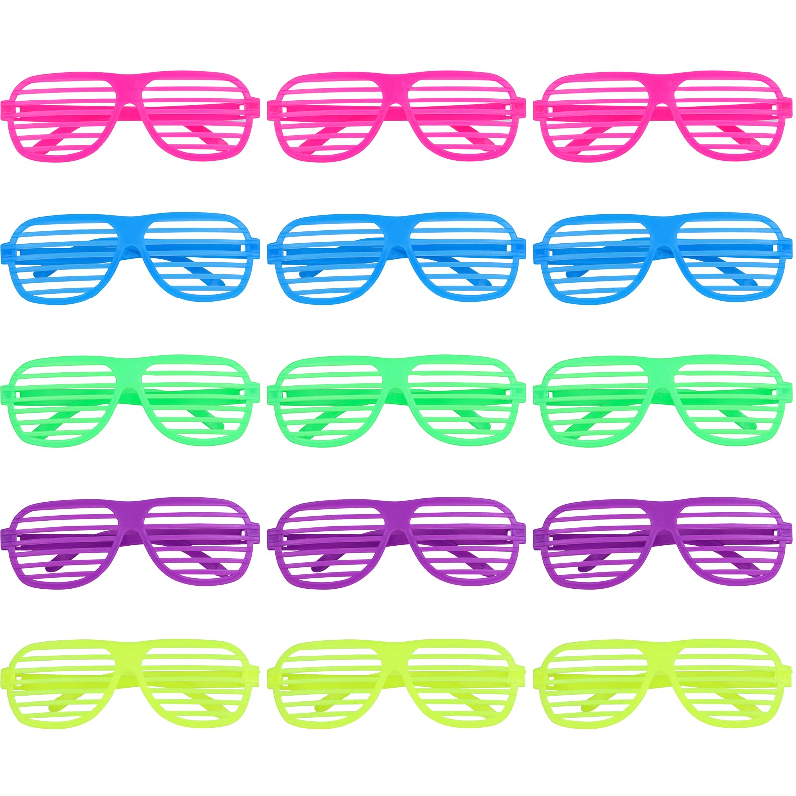 15 Pack Shutter Shades Glasses 80s Party Favors Plastic Glasses for Kids Neon Shutter Party Glasses for Adults Hora Loca Party Supplies Neon Sunglasses Accessories Last Day of School Party
