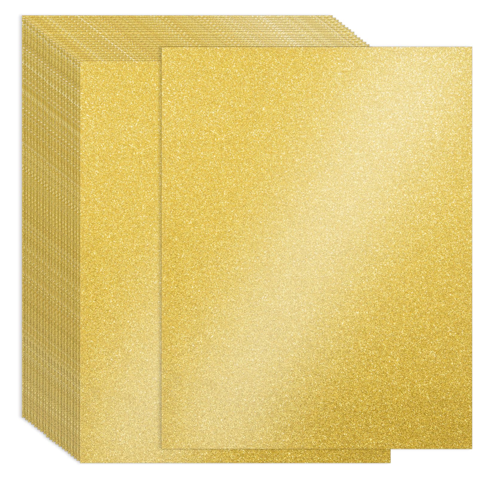 120 Sheets Gold Glitter Cardstock- One-sided- Non-Adhesive-8.5 x 11 Inches, Premium Glittery Sheets for DIY Crafts, Art Projects, Party Decor, Gift Box Wrapping - Gold Sparkling Paper | 250GSM