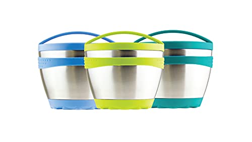 Kid Basix Safe Bowl, Reusable Stainless Steel Lunchbox Container for Adults, Thermos for Hot & Cold Food Storage, Dishwasher Safe, 16oz Teal