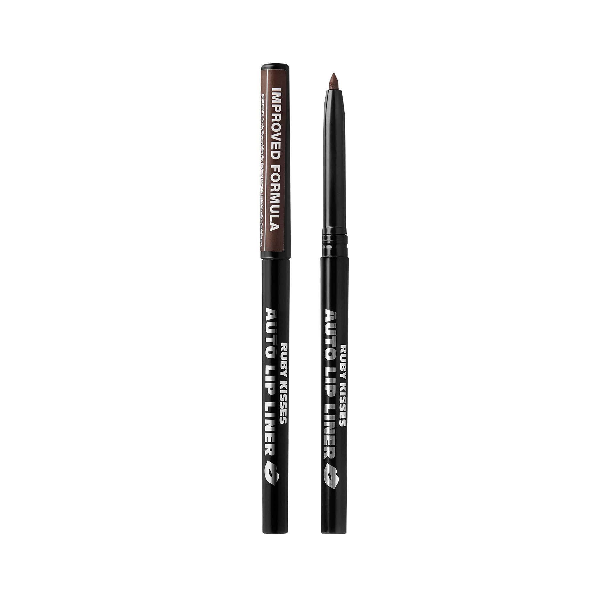 Ruby Kisses Auto Lip Liner Pencil, Long Lasting & Non-Fading, Smooth Application, Non-Feathering with Rich Color, No Sharpener Needed, Ideal for Full Lips Look (Dark Brown) (3 PACK)
