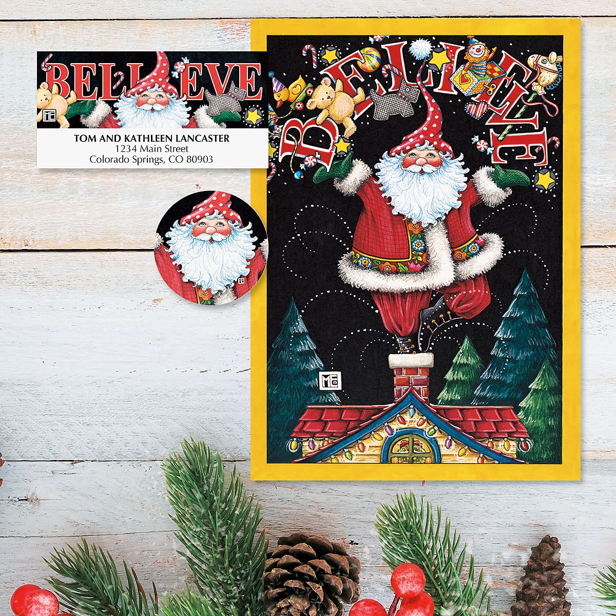 Current Mary's Believe Christmas Greeting Cards Set © Mary Engelbreit - Set of 18 Large 5 x 7-Inch Folded Cards, Themed Holiday Card Value Pack, Envelopes Included