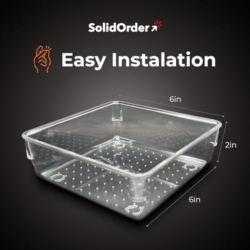 15 PCS Clear Plastic Drawer Organizers Set, 5-Size Versatile Bathroom and Vanity Drawer Organizer Trays With Non-Slip Pads, Storage Bins for Makeup, Bedroom, Kitchen Gadgets Utensils and Office.