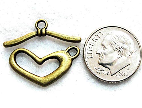 10Sets Tibetan Antique Bronze HEART Toggle Clasps Hooks Jewelry Findings C214 DIY Easy Crafts Planet Bracelet Beads