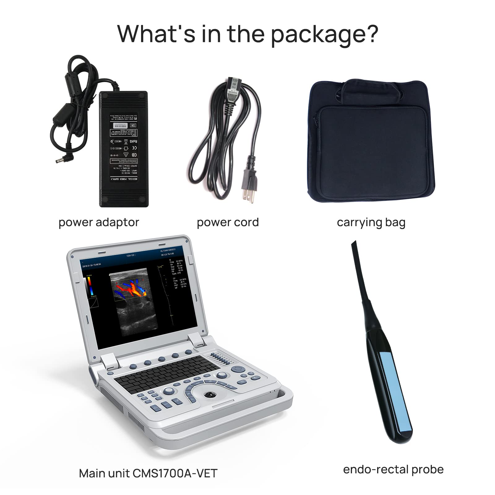 CONTEC Veterinary Ultrasound Scanner Color Doppler for Pregnancy in Animals/Goats/mare/Horses with 7.5Mhz endo-Rectal Probe