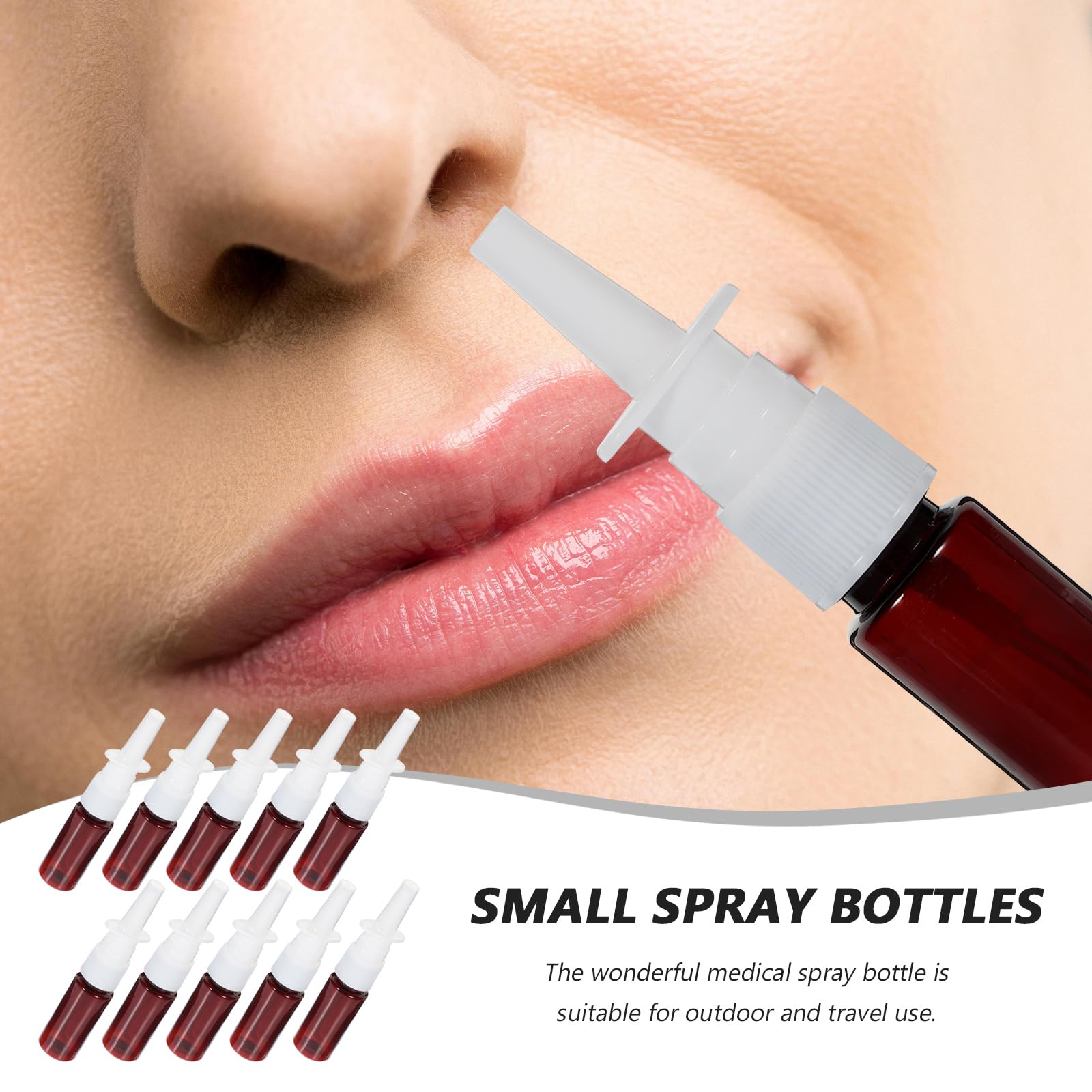 ARTIBETTER Empty Nasal Spray Bottle Amber Plastic Fine Mist Sprayers Refillable Container for Essential Oils Aromatherapy Perfume 15ml 10pcs