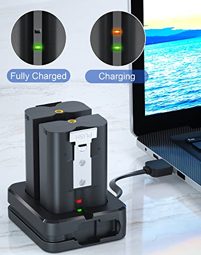 2 Pack Batteries and Charging Station Compatible with Ring, Charger Station for Video Doorbell 2/3/4 Battery, Video Doorbell 3 Plus Battery, Spotlight Cam Battery(Not for Stick Up Cam)