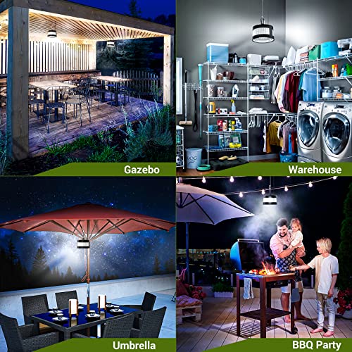 160 LED Solar Lights Outdoor Waterproof,LOFTEK Solar Pendant Lights with Remote Hanging Hook & 16.4ft Cable, Dusk to Dawn Solar Powered Security Flood Lights for Indoor Shed Patio Garage Yard