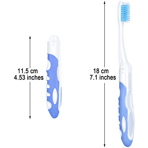 4 Pieces Folding Travel Toothbrush Portable Soft Toothbrush with Soft Bristles Brushes for Sensitive Gums (Pink, Yellow, Blue, Green)