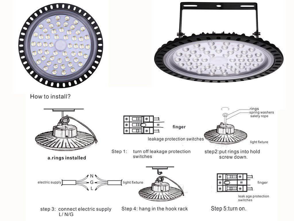 500W UFO LED High Bay Light,50000 Lumen,6000-6500K,IP54, Waterproof Dust Proof, Warehouse LED Lights High Bay Lighting for Garage, Factory, Gymnasium, Basement, Parking(Newest Design )