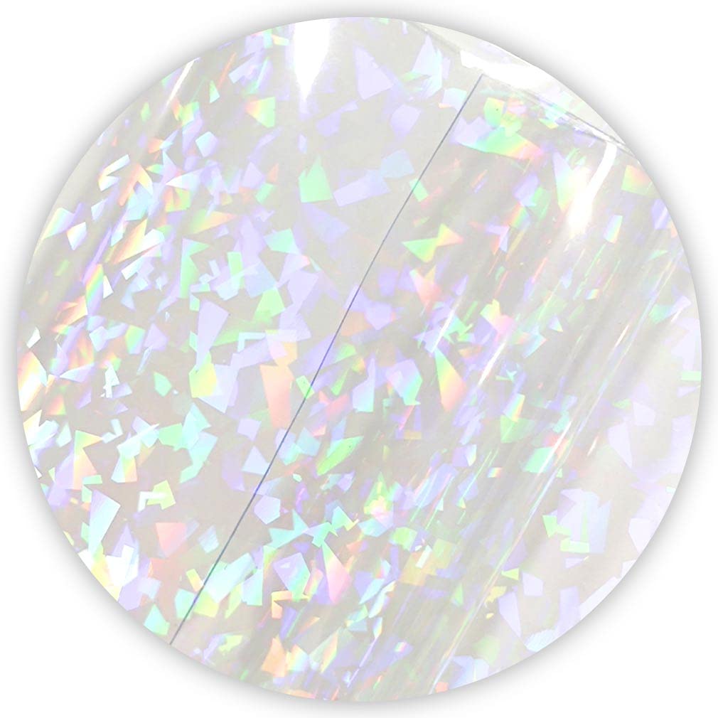 12x53 Inch Iridescent Gem Patterns Clear Film Laser Mirror Rainbow Transparent PVC Waterproof Vinyl for Sewing Crafts Decoration