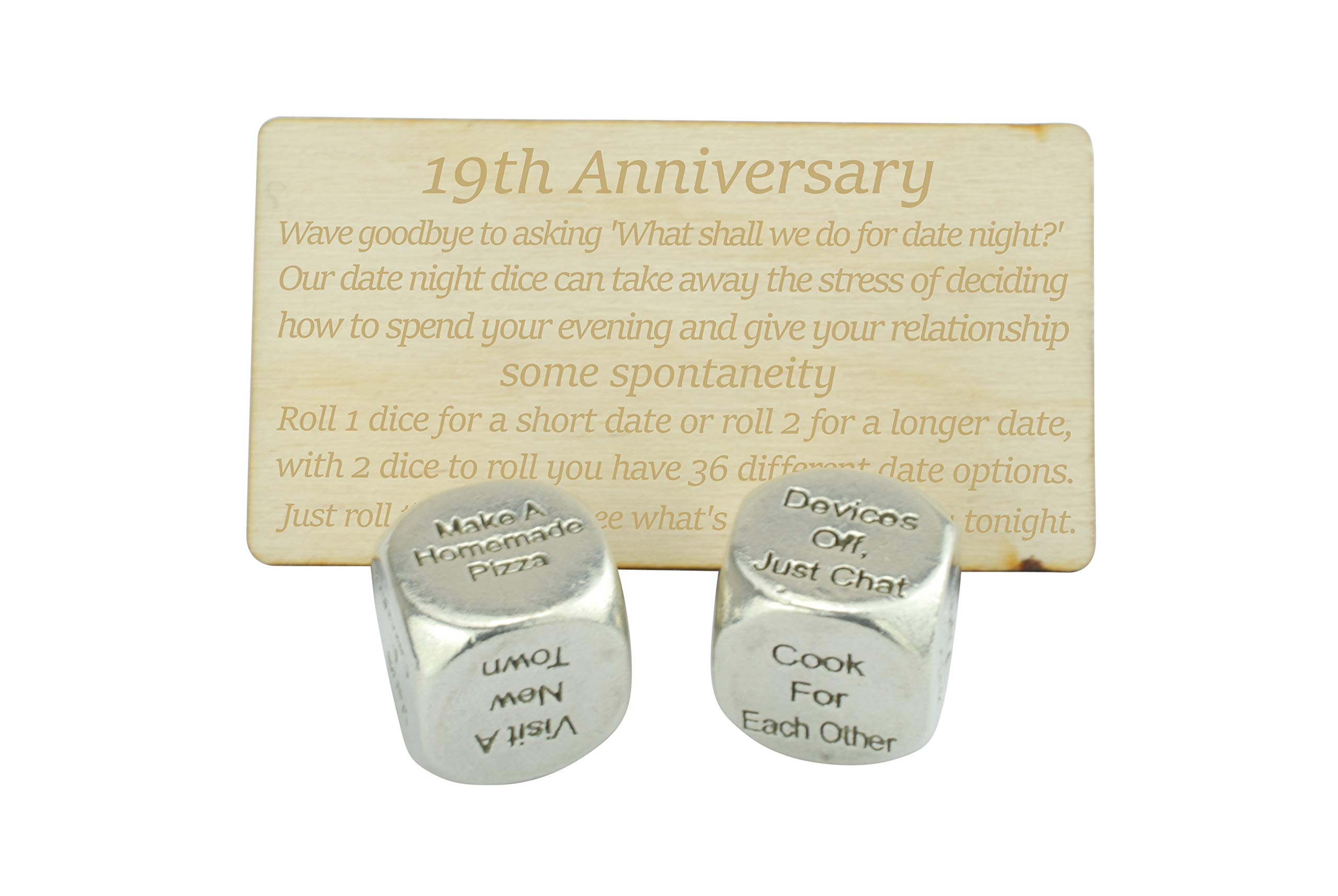 19 Year Anniversary Metal Date Night Dice - Create a Unique 19th Anniversary Date Night