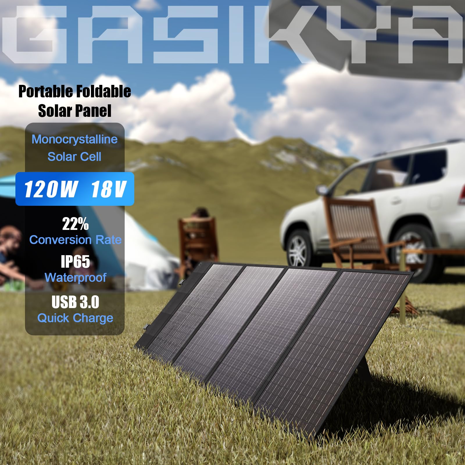 120W Portable Solar Panel β Solar Panels for Camping with USB & DC Output - Folding Solar Panel for Camping RV & Outdoor Use - Compatible with Solar Generators Power Stations
