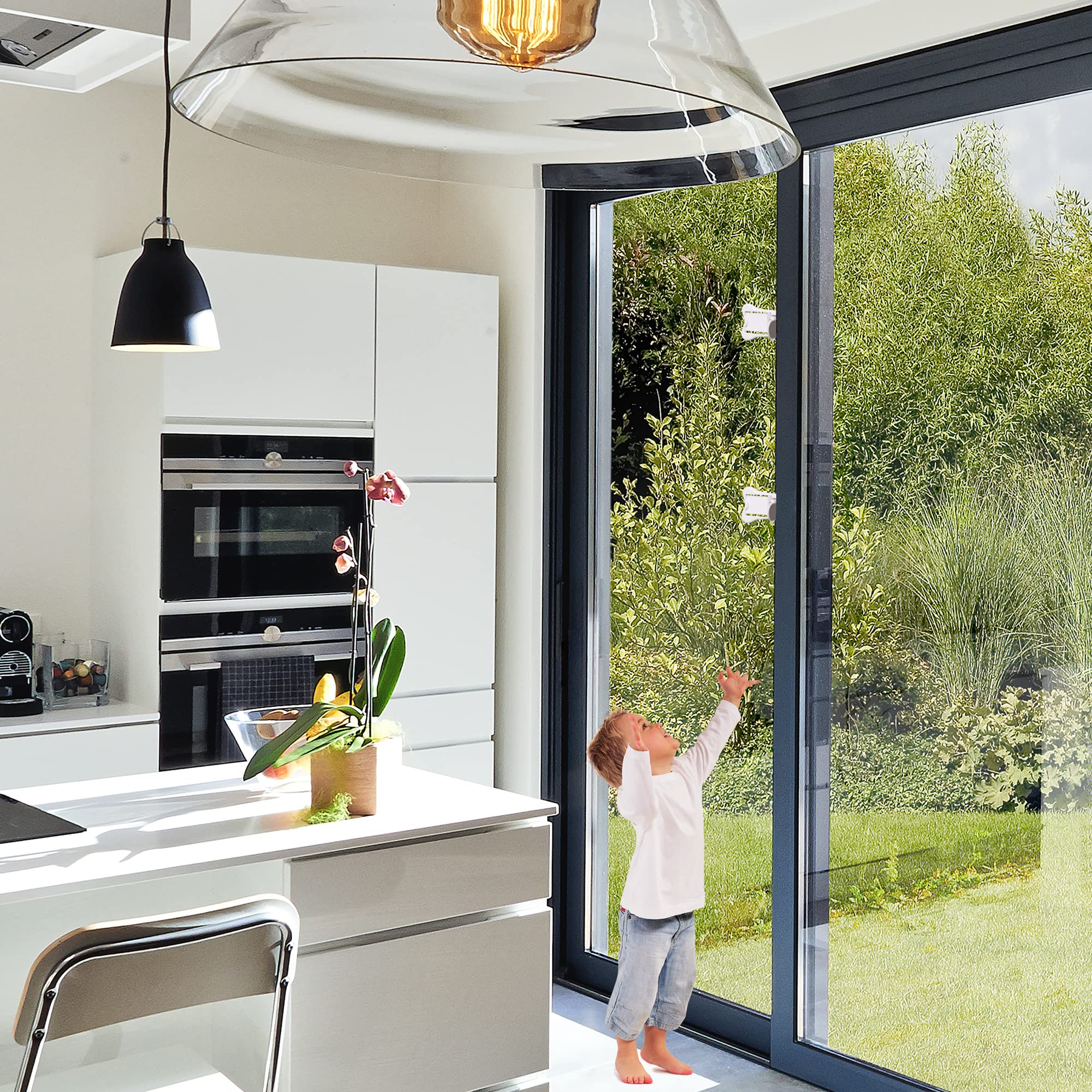 HYEXD Sliding Glass Door Lock Child Proof 2 Pieces Windows Locks Security Baby Safety Closets Patio Door Lock White Thin