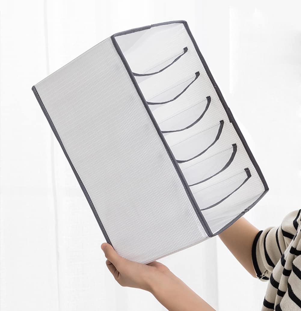 3 Set Cloth Drawer Organizer PVC Nylon Fabric Foldable Wardrobe Clothes Organizer Closet Compartment Dividers Clothes Collapsible Organization for T-shirt Jeans Pants (Gray)