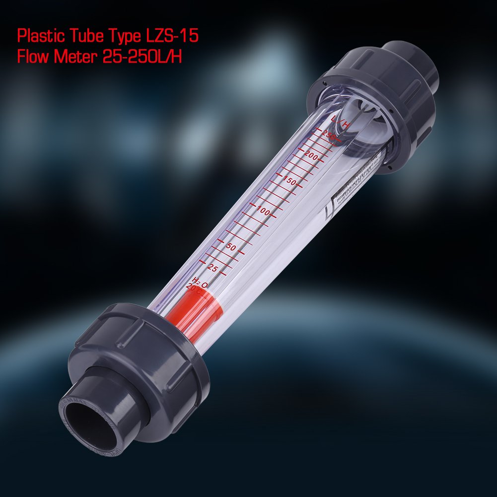 Akozon Rotameter Water Flow Meter Plastic Tube Type 25-250L/H Instantaneous Liquid Water Flow Meter Tube Flowmeter DN15 for Fertilizer l Fiber