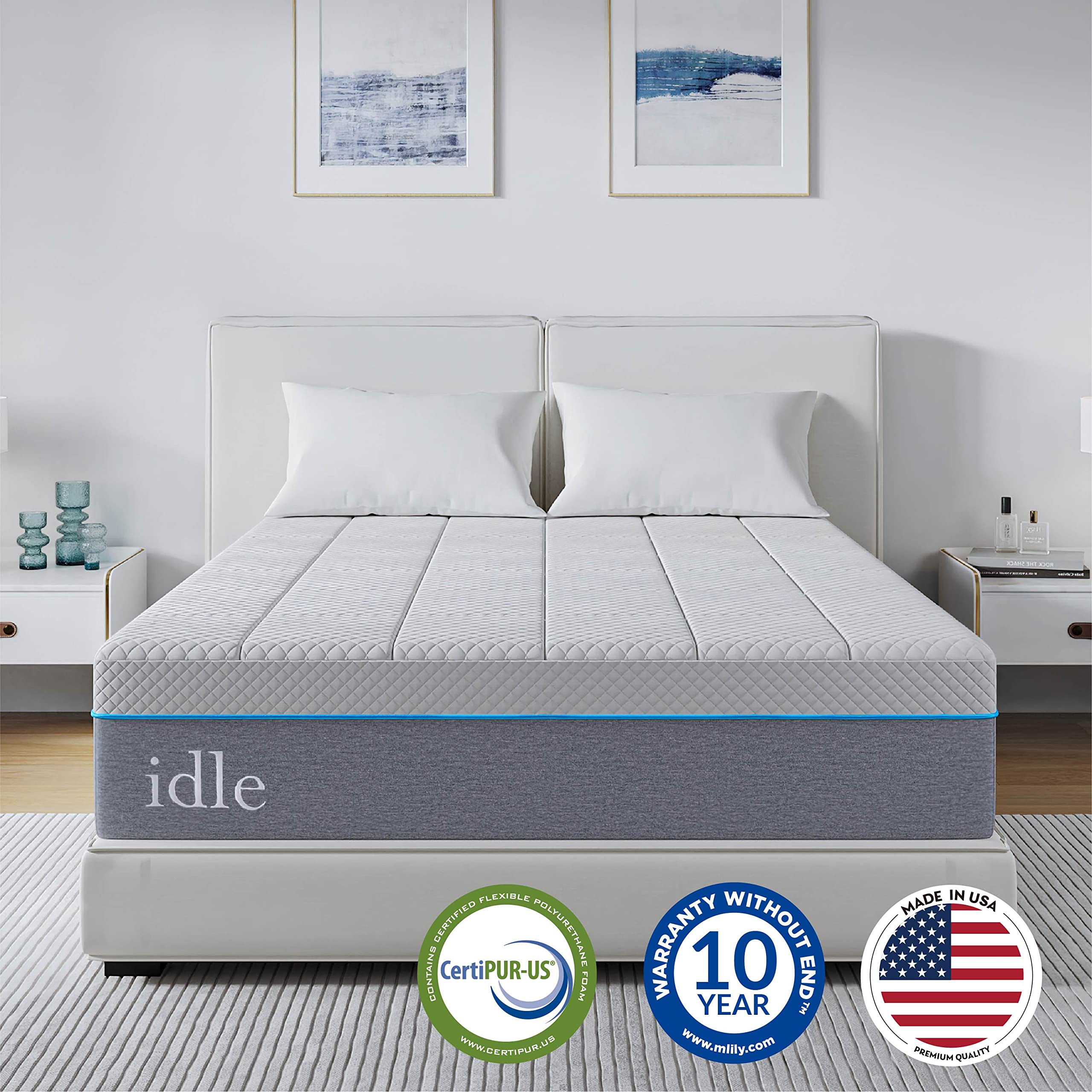 14 Inch Queen Cooling Mattress, Cooling Gel Memory Foam Mattress in a Box, CertiPUR-US Certified Made in USA, Medium Double Firm Mattress for Pressure Relief, White
