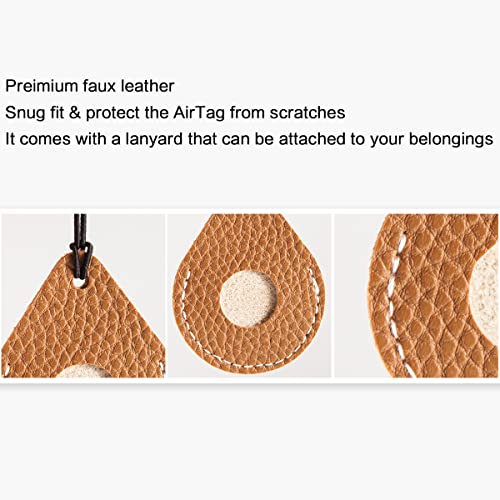 4 Pack Airtag Holder Leather Case Air Tag Cover Keychain GPS Tracker Remote Finder Key Travel Backpack Pet Locator, Black,Red,White,Brown