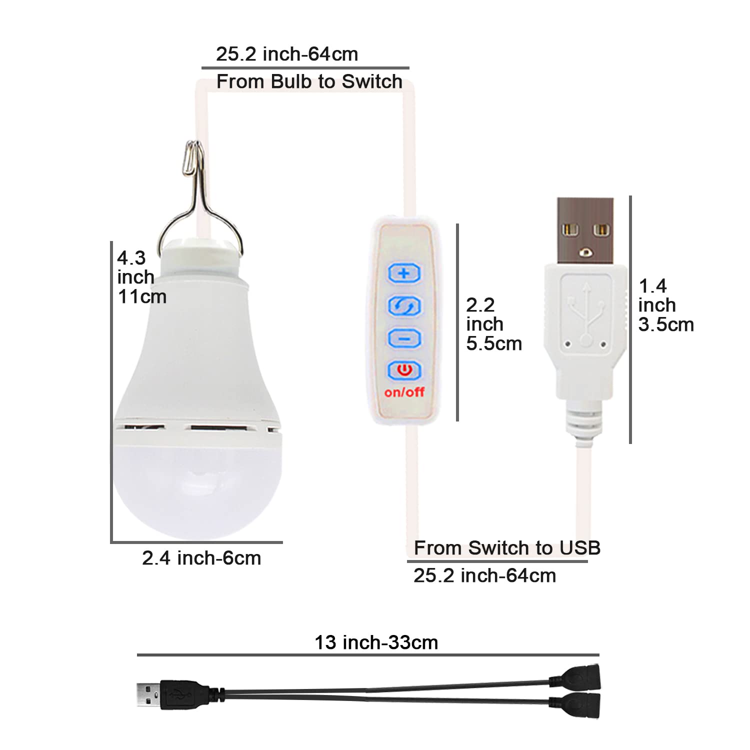 10W Portable USB LED Bulb: Adjustable Warm/Cold/Nature Light 1-10 Brightness Night Lighting for Solar Panel Power Station Camping Hiking Lamps Garden Outdoor (4 Pcs)