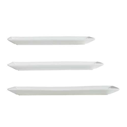AmazonCommercial 3-Piece Porcelain, Party Platter Appetizer, Dinner, Dessert Set, White