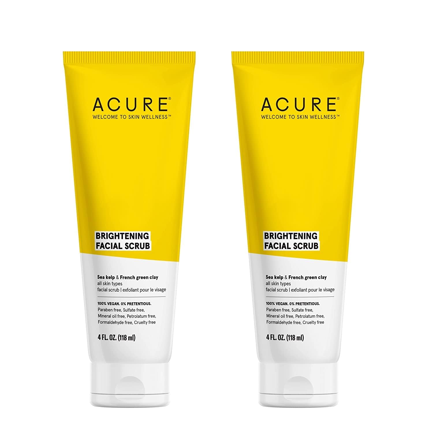 Acure Organics Brightening Facial Scrub, 4 fl. oz, Pack of 2