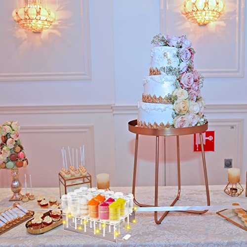 30 Hole Push Pop Cake Stand and 30 Packs Push up Cake Pop Shooter Plastic Pop Containers Cake Pop Holder with LED Lights for Halloween Wedding Candy Ice Cream Dessert Display (Square)