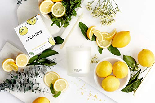 APOTHEKE Market Collection Luxury Scented Jar Candle, Meyer Lemon & Mint, 11 oz - Lemon, Spearmint, Jasmine & Eucalyptus Scent, Strong Fragrance, Aromatherapy, Lasting, Hand Poured in USA, Soy Wax