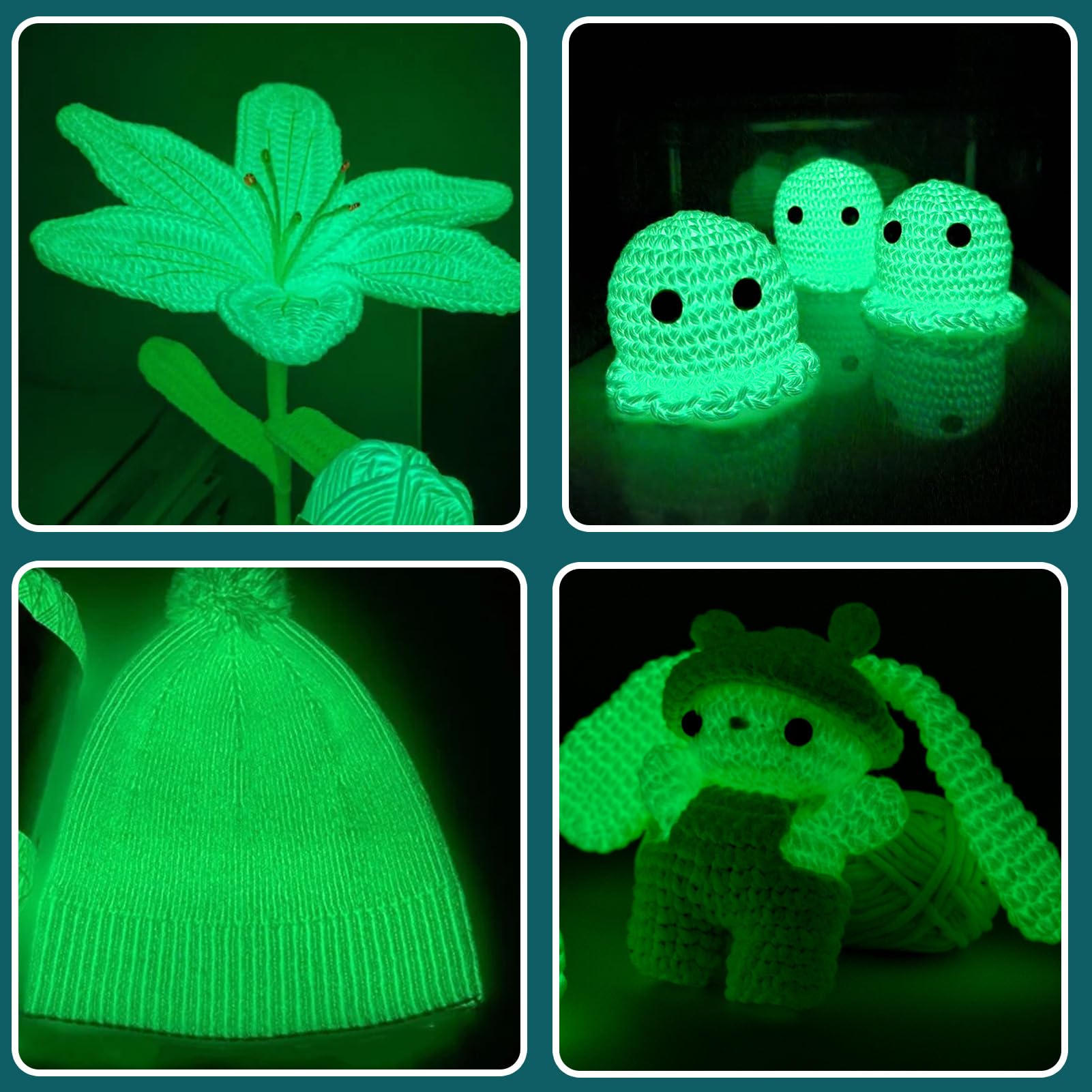 120g Glow in The Dark Yarn for Crocheting and Knitting; 120m(144yds) Yarn for Beginners with Easy-to-See Stitches; Worsted-Weight Medium #4; Yarn for Beginners Crochet Kit Making