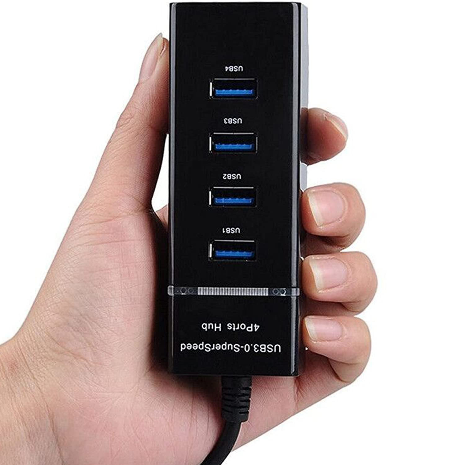 AYECEHI USB Hub 3.0 USB Port Splitter,4 Port High Speed USB Data Hub with LED Indicator for Laptop, PC, Computer, Mobile HDD, Keyboard,Mouse and More - Black