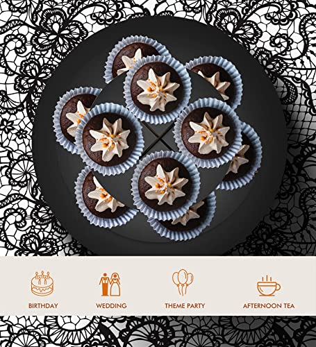 2 Pack Cupcake Stand Tower, BLISSUR Black 3 Tier Cupcake Stand, Cardboard Dessert Cupcake Stand Holder for Parties, Tiered Cupcake Stand (Black)