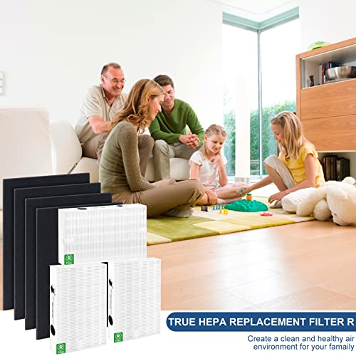 Air Purifier Filter Replacement for Honeywell, Filter R HEPA Filter and Filter A Carbon Pre-Filter Replacement for Honeywell HPA100 HPA200 HPA300 Series Air Purifier (3 HEPA Filters & 4 Pre-Filters)