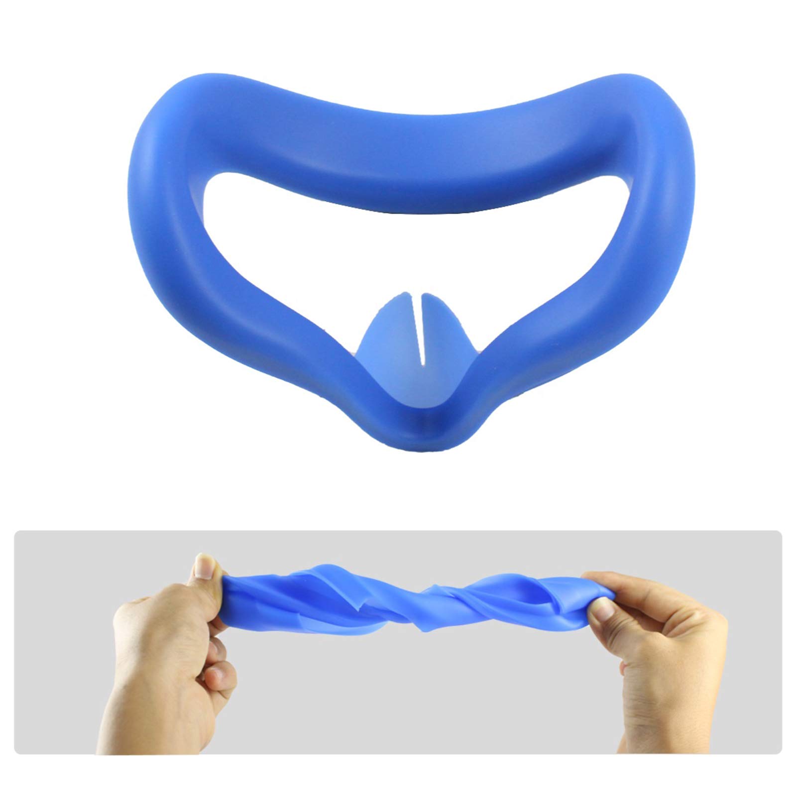 2 PCS VR Face Silicone Cover for Oculus Quest 2 VR Headset, Soft Anti-Sweat VR Eye Cover Face Padding, Washable Anti-Leakage Light Blocking Eye Cover (Black+Blue)