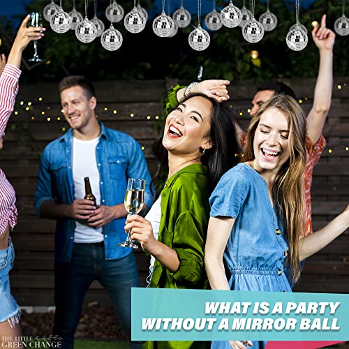 24Pcs Mini Disco Ball Party Decorations - Silver Mini Plastic Ornaments Small Disco Balls Valentines Tree Decorations for Wedding - 2" for Disco Party Decorations Holiday Tree Wedding Party Festival