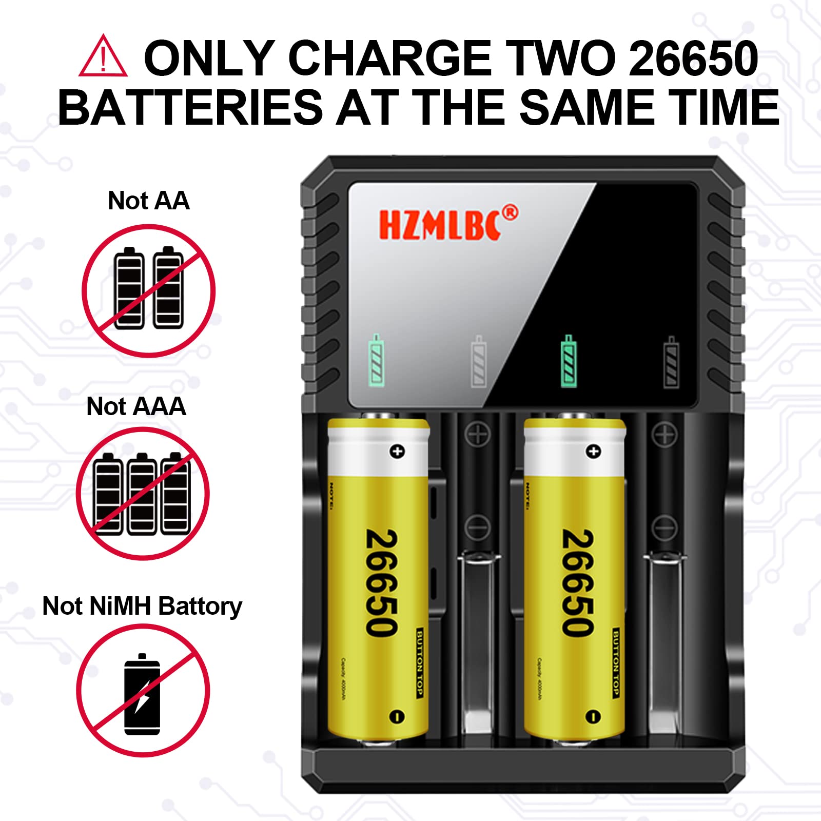 18650 Battery Charger Universal Smart Charger with LED Indicator for 3.7V Li-ion 26650 18500 16650 14500 Rechargeable Batteries (4-Slot)