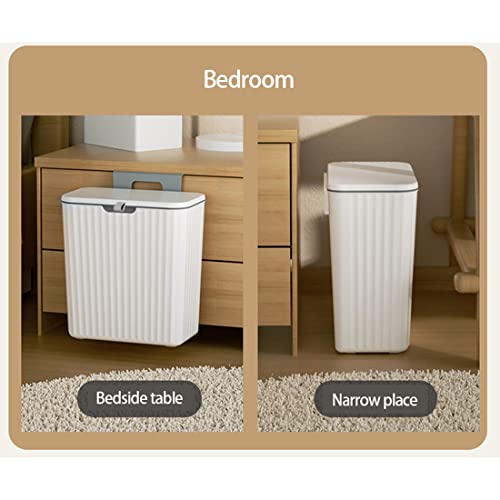 2.4 Gal Hanging Trash Can for Kitchen Cabinet Door with Slide Open Lid, Wall Mounted Plastic Garbage Bin for Kitchen Under Sink, Bathroom, Cupboard, Bedroom, Office, Camping