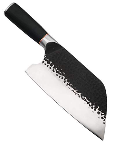 Kitory Serbian Chefs Knife Meat Cleaver Vegetable - Forged Kitchen Knife Multipurpose Chinese Chefs Knife, 7.5'' High Carbon Steel & Wengewood Handle Butcher, Fruit Meat Bone-Ramadan Present