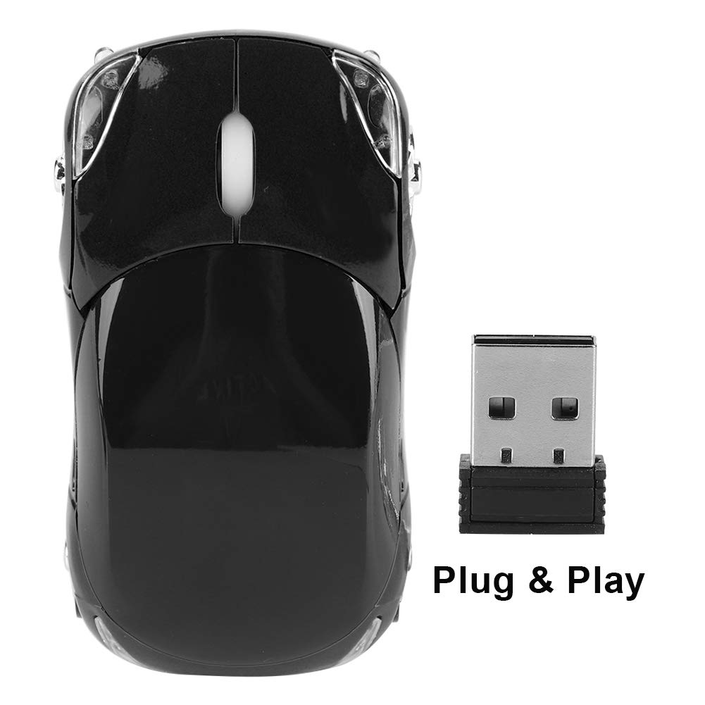 1600DPI Portable Mouse, 10M 2.4G Bluetooth Optical with Receiver Storage, 3 Buttons Car Shaped for/ME/Windows PC/Tablet Gaming Office(Black)