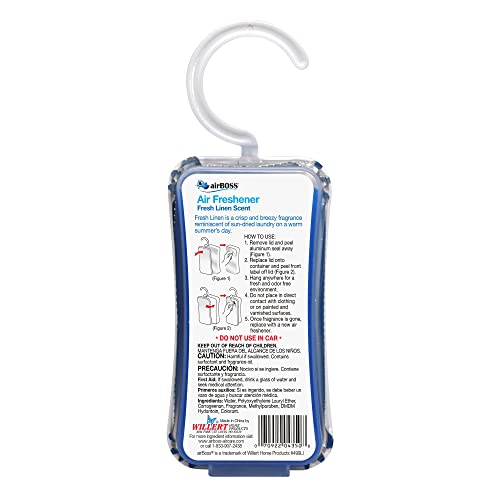 airBOSS Closet Air Freshener, Continuously Releases Fragrance, Fresh Linen, 4 Oz Hanger (Pack of 6)