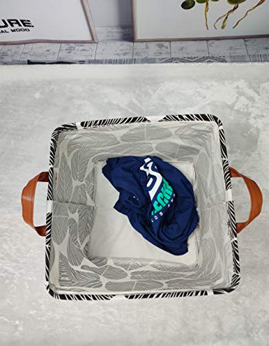 ASKETAM Square Canvas Collapsible Fabric Baby Toy Box Storage Bin Bedroom Decor Closet Kids Laundry Baskets Toy Organizer,Shelf Basket Nursery Storage,Gift Baskets(Black Leaves)