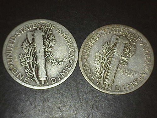 1916 to 1945 PDS Mercury Dimes - 90% Silver - Set of 2 Dimes US Mint - VG-08 and better