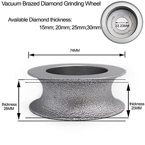1pc Vacuum Brazed Diamond Grinding Disc of Half-Round Edge 75mm for Marble, Granite, Quartz, Ceramics,25MM
