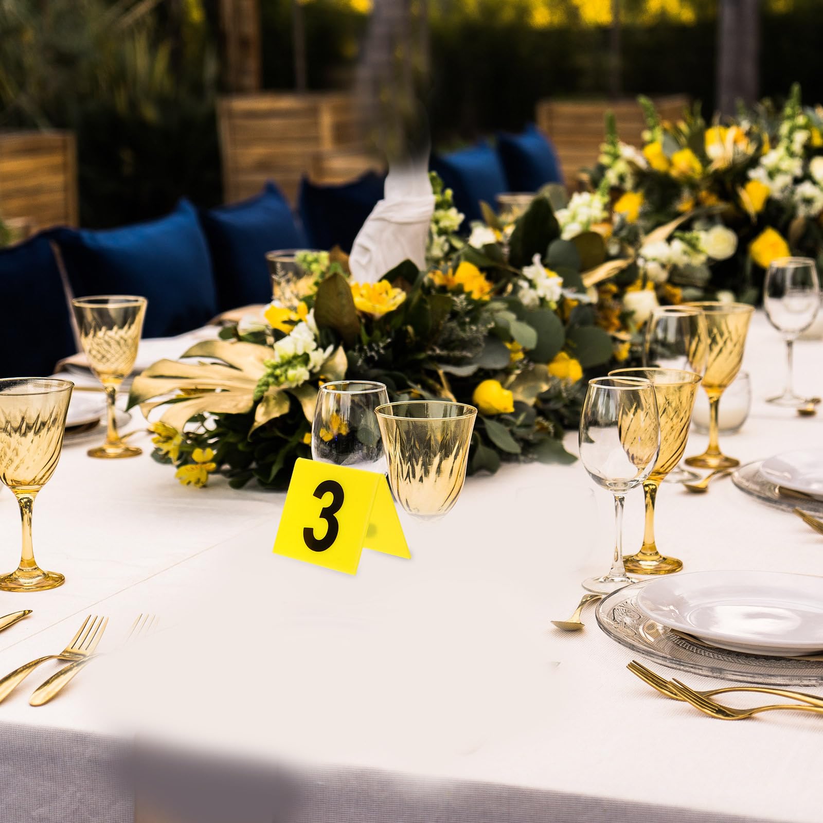 15Pcs Acrylic Table Number 1-15, Evidence Markers Crime Scene, Stackable Table Tent for Clue Game Theme Halloween Party Supplies, Yellow