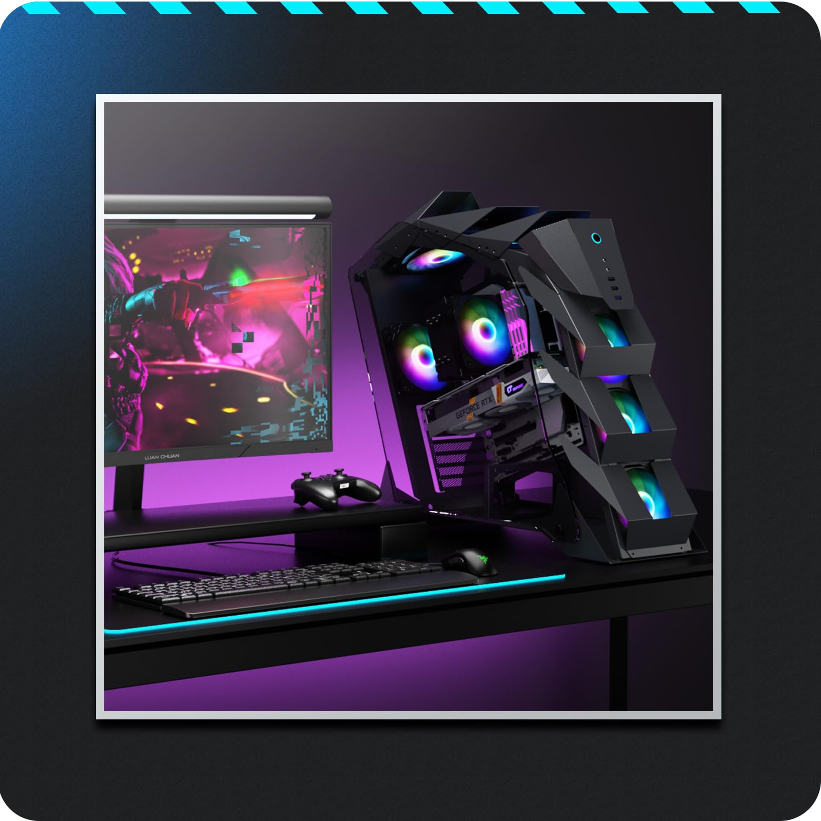 Vetroo K1 Pangolin Mid-Tower ATX PC Gaming Case, Dual Tempered Glass, USB 3.0 I/O Panel High Airflow Computer Case Max 360mm Water Cooler Support (Fans are not Included)