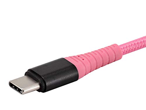 Monoprice - 138320 USB 2.0 Type C to Type A Charge and Sync Cable - 6 Feet - Pink, Durable, Kevlar-Reinforced Nylon-Braid - AtlasFlex Series