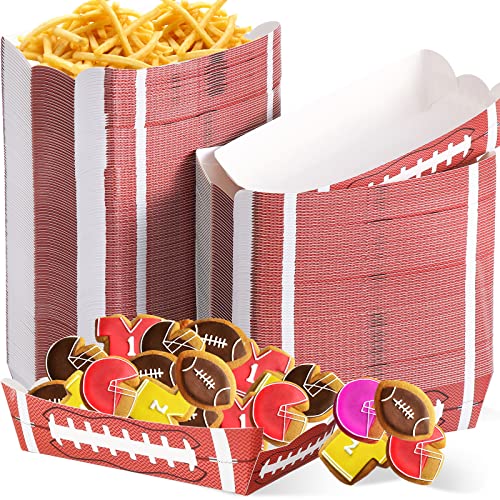 200 Pcs Football Party Supplies 2 lb Football Paper Food Trays Nacho Trays Disposable Serving Trays Football Paper Party Snack Bowls for Football Sports Event Birthday Party Decorations