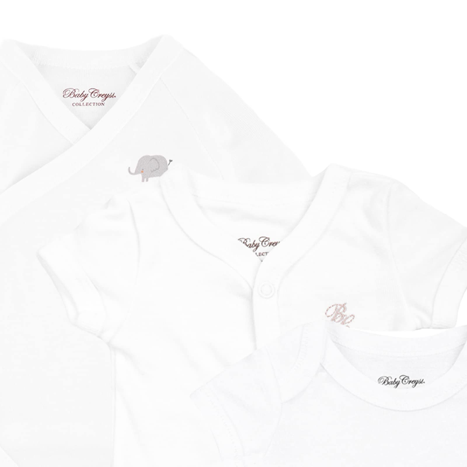 3 pack baby Bodysuit I Breathable & Comfort I White short and long sleeve Bodysuit I 6 months old baby I 100% Hypoallergenic cotton. (set de 3 palañeros en algodón)