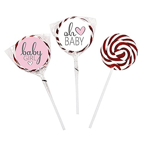 270 PCS Pink Baby Shower Stickers, 6 Design Self Adhesive Circle Label Stickers,Baby Shower Envelope Seals Candy Stickers,Baby Shower Party Chocolate Stickers,Candy Stickers.(012)